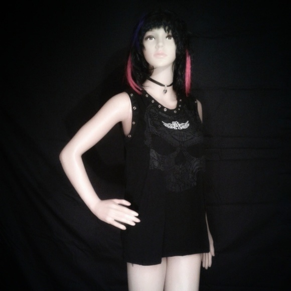 Tops | Punk Rock Skull Printed Tank Top | Poshmark